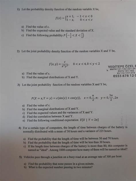 Solved Let The Probability Density Function Of The Random Chegg