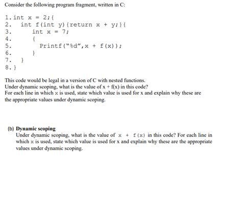 Solved Consider The Following Program Fragment Written In