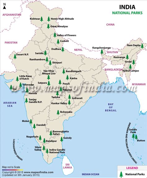 National Parks Biosphere Reserves And Wildlife Sanctuaries In India Map