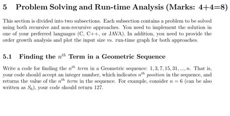 Solved 5 Problem Solving And Run Time Analysis Marks