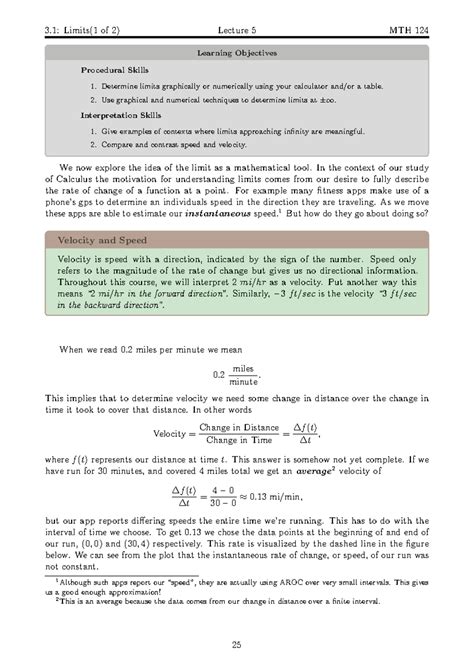 3 Mth 124 Lecture Notes Learning Objectives Procedural Skills 1 Determine Limits