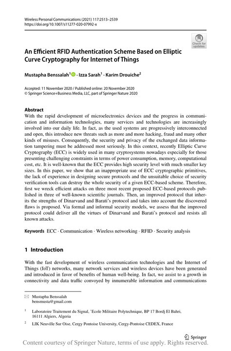 An Efficient Rfid Authentication Scheme Based On Elliptic Curve Cryptography For Internet Of