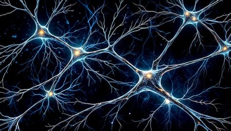 Neurons With Glowing Synapses In Microscopic View Premium Ai Generated Image