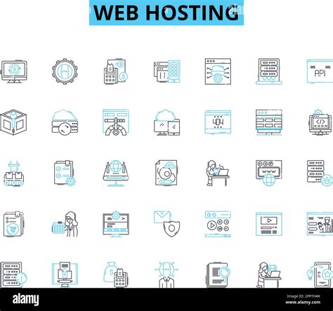web hosting linear icons set server hosting domain bandwidth