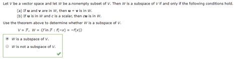 solved let v be a vector space and let w be a nonempty