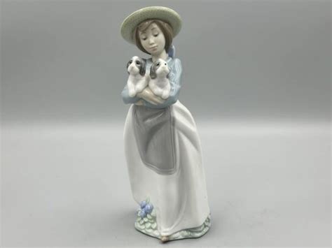 Nao By Lladro What An Armful Young Girl Holding Puppies Figurine