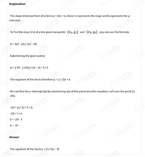 Solved A Line Passes Through The Points 3 20 And 6 19 Write Its Equation In Slope