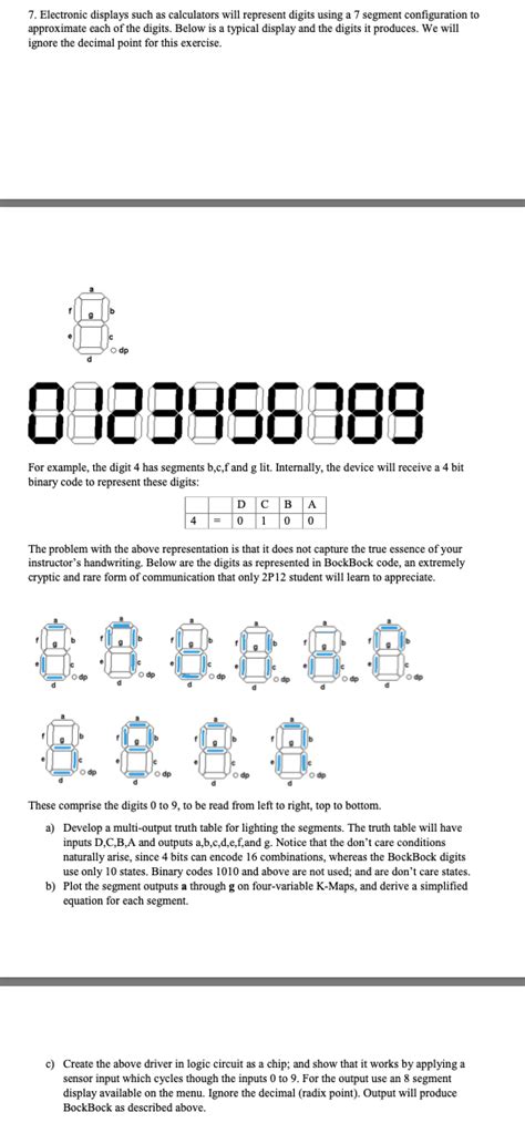 Solved For Example The Digit 4 ﻿has Segments Bcf And G