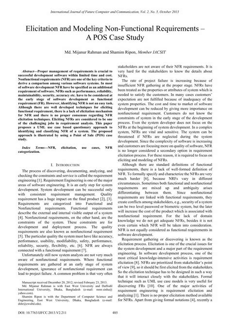 Pdf Elicitation And Modeling Non Functional Requirements A