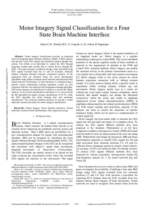 Pdf Motor Imagery Signal Classification For A Four State Brain Machine Interface Abdul Adom