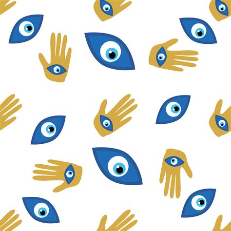 Evil Eye Seamless Pattern Magic Witchcraft Occult Symbol Line Art