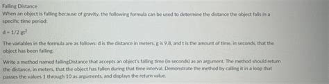 solved falling distance when an object is falling because of