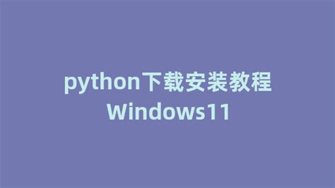 python下载安装教程windows11 python基础教程