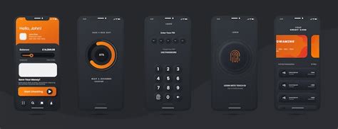 온라인 뱅킹 모바일 앱 Ui Ux Gui 모바일 뱅킹 템플릿 온라인 결제 결제 화면 프리미엄 벡터