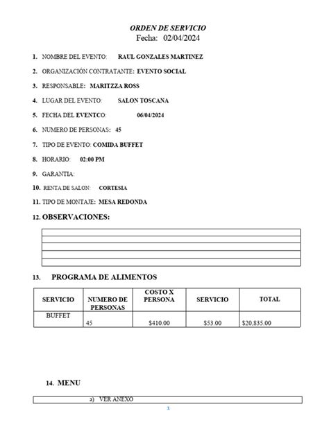 7orden De Servicio Rest Formato Pdf