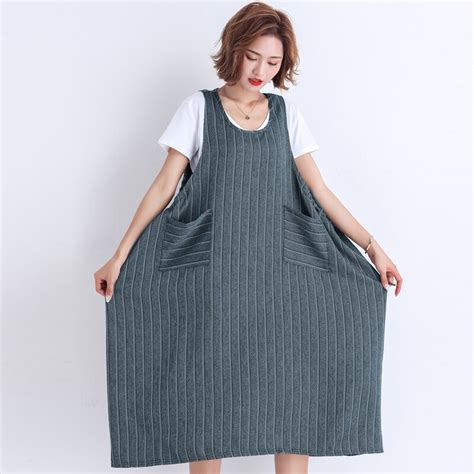 Johnature 스트라이프 프린트 민소매 느슨한 스파게티 스트랩 여성 봄 여름 포켓 드레스 O 넥 무릎 길이 드레스드레스 Aliexpress