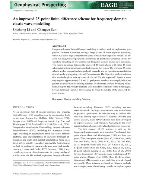 PDF An Improved Point Finitedifference Scheme For Frequencydomain Elastic Wave Modelling