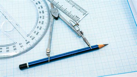 On Blue Graph Paper Are Compasses Protractor Ruler And A Pencil