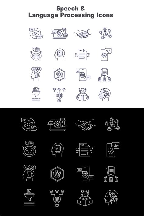 Speech And Language Processing Iconography Vector Icons For Dialog Systems And Language
