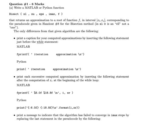 solved write a matlab or python function isect xl xu eps
