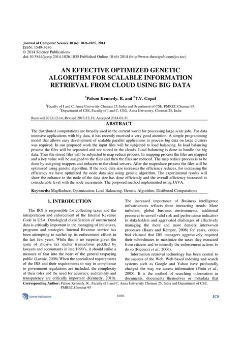 Pdf An Effective Optimized Genetic Algorithm For Scalable Information