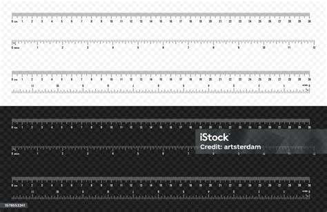눈금자 크기 30cm와 12 인치 벡터 디자인 세트 측정을 위한 센티미터 및 인치 스케일 눈금자에 대한 스톡 벡터 아트 및 기타 이미지 눈금자 센티미터 인치 Istock