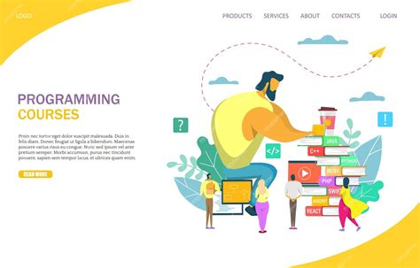 Premium Vector Programming Courses Vector Website Landing Page Design Template