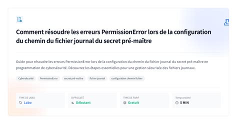 Résolution Des Erreurs Permissionerror Pour La Configuration Du Chemin Du Fichier Journal Du