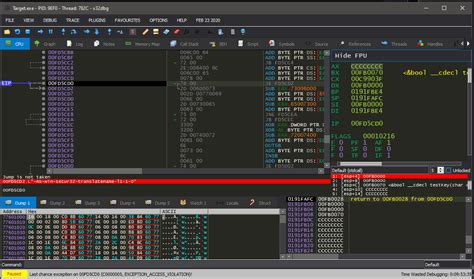 function mapping access violation