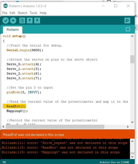sunfounder robotarm software problem when i try and run the rollam program readpot was not