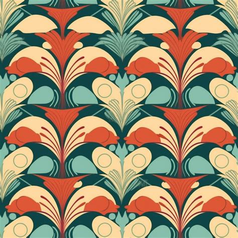 Premium Ai Image A Pattern Of A Stylized Design With A Stylized Flower Generative Ai