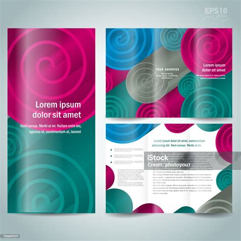 3d 차원 그림 나선형 브로셔 디자인 서식 파일 폴더 전단지 색 요소 흰색 배경 3단 브로슈어에 대한 스톡 벡터 아트 및 기타