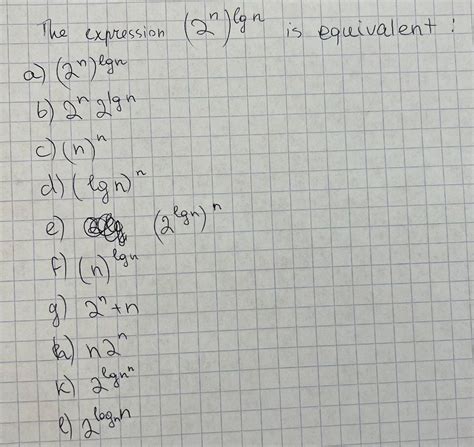 solved the expression 2n lgn is equivalent a 2n lgn b