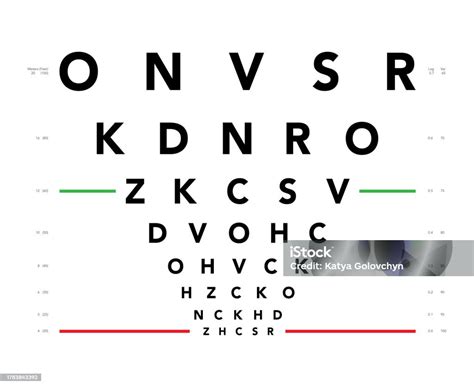 Logmar Chart Eye Test Chart Medical Illustration Line Vector Sketch Style Outline Isolated On