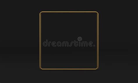 Golden Frame Symmetric Squared Construction 3d Decor Element For Presentation Realistic Vector