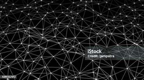 흰색 디지털 데이터 및 네트워크 연결 삼각형 선과 검은 배경 3d 추상 그림에 미래 기술 개념 분야 0명에 대한 스톡 사진 및 기타 이미지 Istock