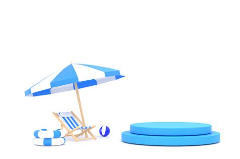 해변 우산 비치 볼 수영 반지 및 해변 의자 여름 여행 및 휴가 개념 3차원 형태에 대한 스톡 사진 및 기타 이미지 3차원 형태 강단 개념 Istock