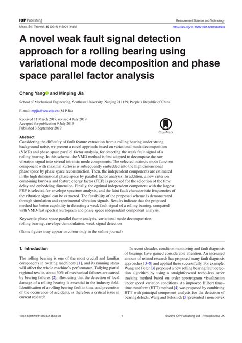 A Novel Weak Fault Signal Detection Approach For Rolling Bearing Using Vmd And Phase Space
