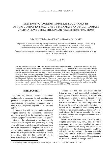 Spectrophotometric Simultaneous Analysis Of Two Component Mixture