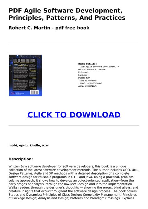 Pdf Agile Software Development Principles Patterns And Practices Robert