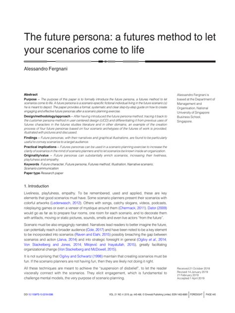 02 2019 Fergnani The Future Persona Ohne Vpc Pdf Narrative