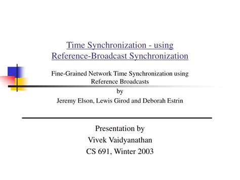 ppt time synchronization using reference broadcast synchronization
