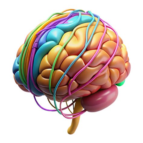 Elegant Artistic Brain With Colorful Neural Pathways Isolated Detailed 57405279 Png