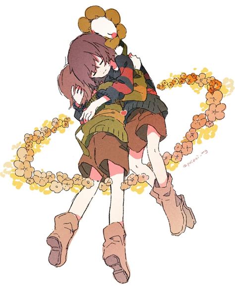 Frisk Chara And Flowey Undertale Drawn By Hazime Danbooru