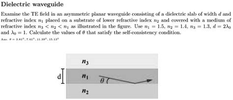 Solved Dielectric Waveguide Examine The Te Field In An Asymmetric