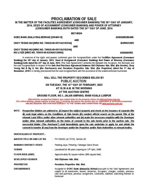 No B 06 06 Tower B Zenith Residences Pdf Auction Assignment Law
