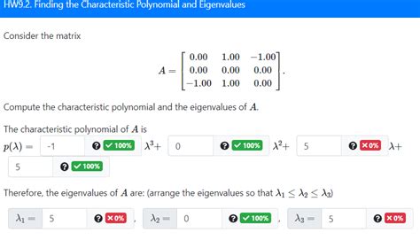 Solved Hw9 2 Finding The Characteristic Polynomial And