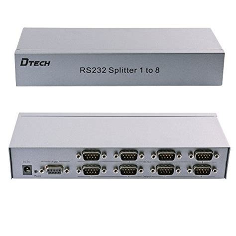 GetUSCart DTECH Industrial 8 Port RS232 Serial Splitter Switch Box With Power Adapter For