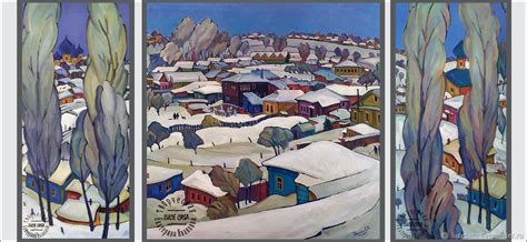 Картины маслом Триптих Русская зима Суздаль 3 картиныЦентральное