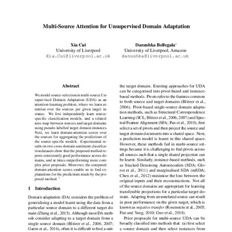 Multi Source Attention For Unsupervised Domain Adaptation Acl Anthology